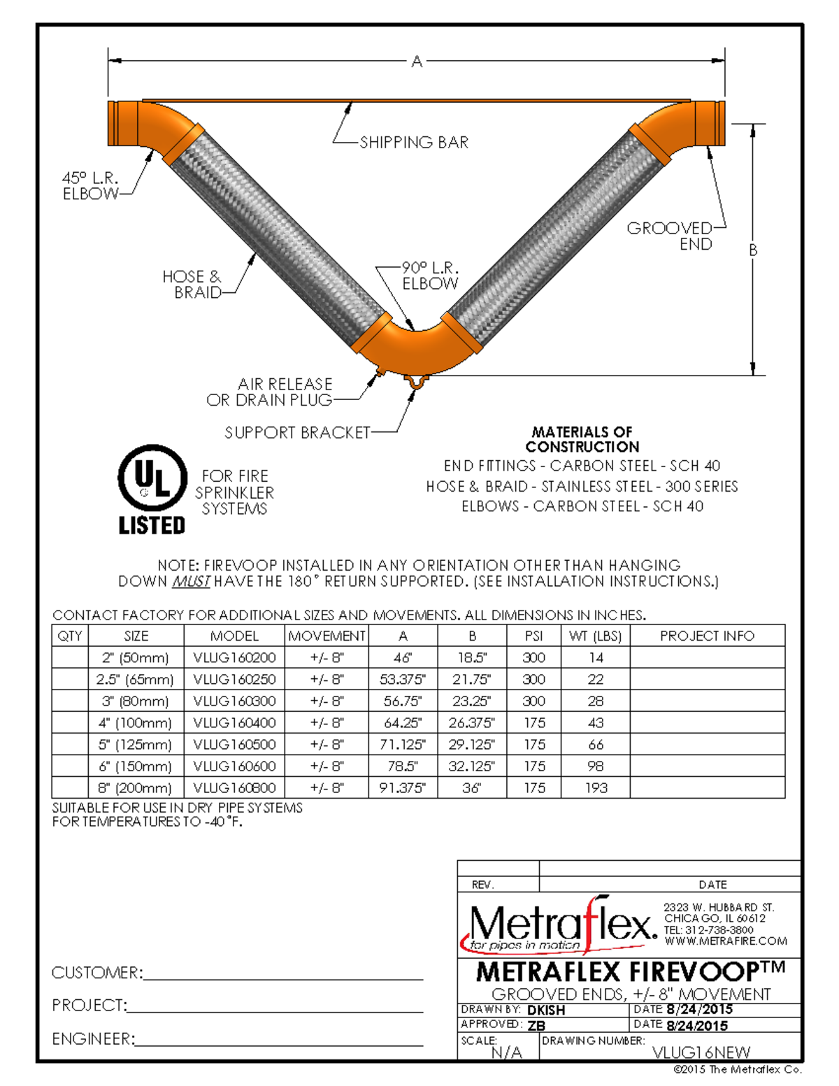 Fire Voop-Grooved-8in - A B 45° L. ELBOW GROOVED END HOSE & BRAID 90° L ...