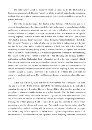 Summary combined - ums assignment - The writer named Leonid V ...