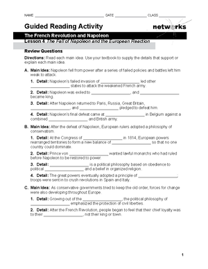 Lesson 1 Instability After World War I Guided Reading Activity Editable ...