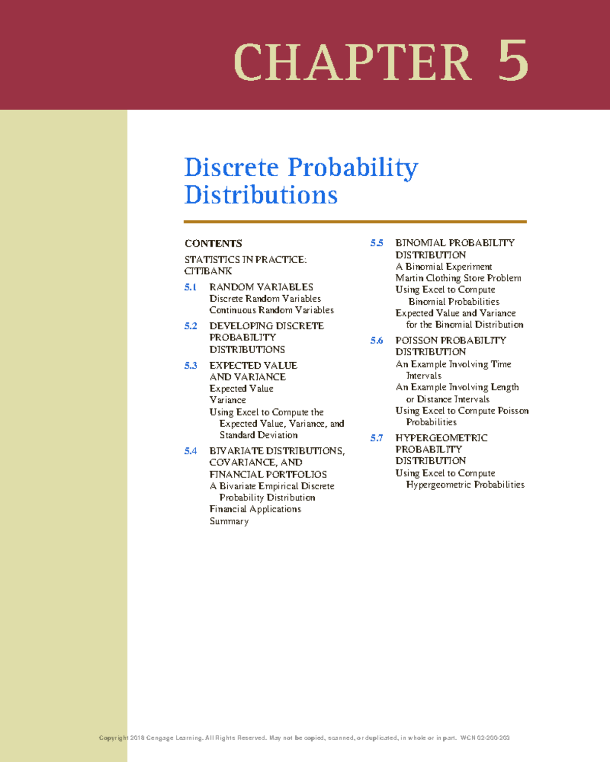 Chapter 5 Excerpt - Ch 5 - CHAPTER 5 Discrete Probability Distributions ...