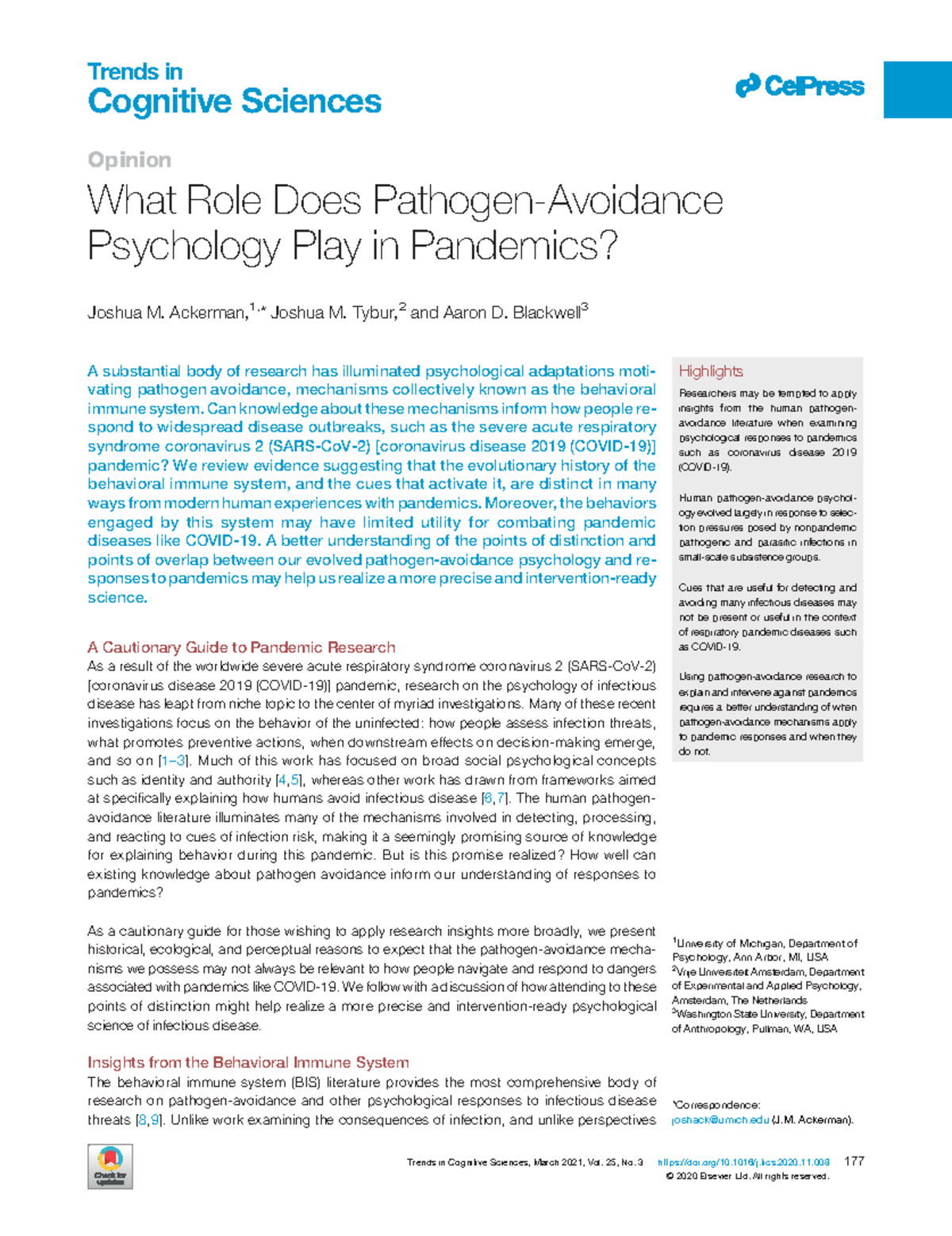 What Role Does Pathogen-Avoidance Psychology Play in Pandemics ...