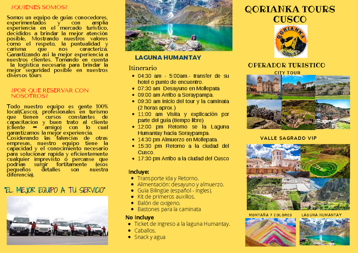 Tripticos Original - Triptico turistico - 04:30 am - 5:00am.- transfer ...