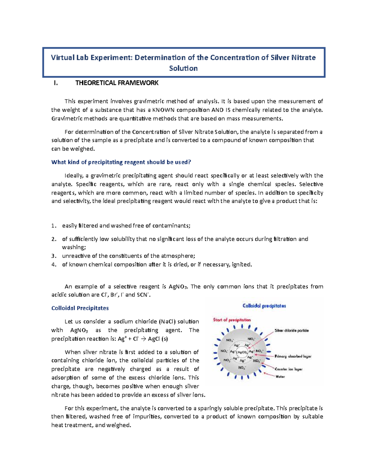 Virtual Lab Experiment Determination of the Concentration of Silver ...