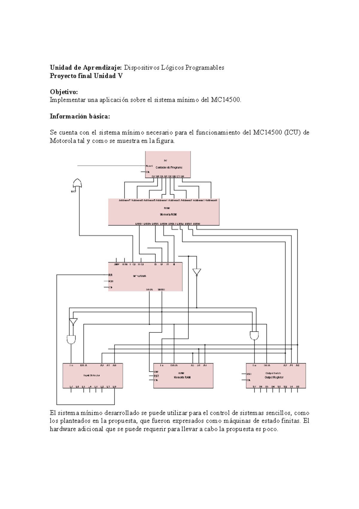 Proyecto Final U5 - adad - Unidad de Aprendizaje: Dispositivos Lógicos Programables Proyecto ...