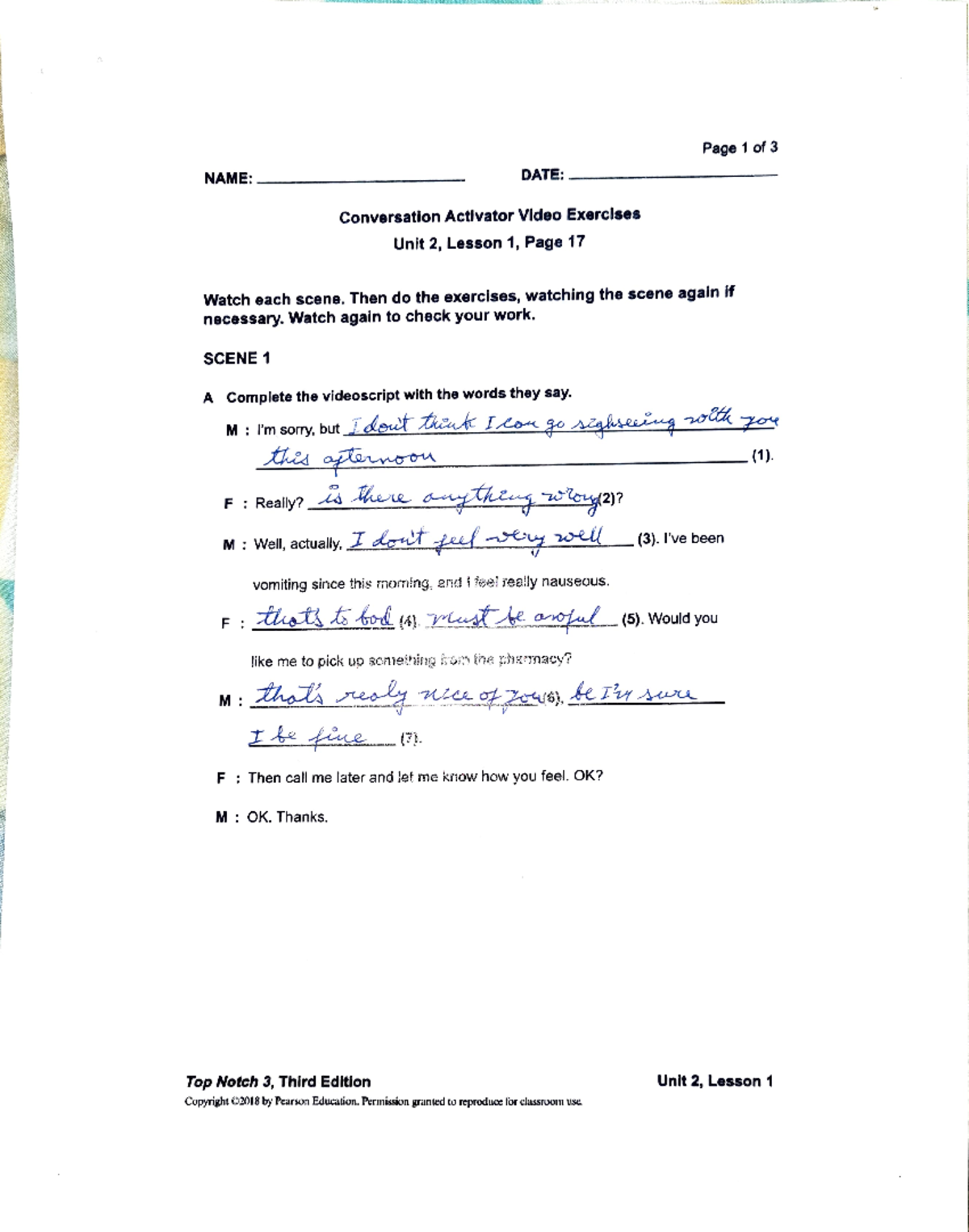 Unit 2 Video Exercises - Copyright 2018 by Pearson Education ...