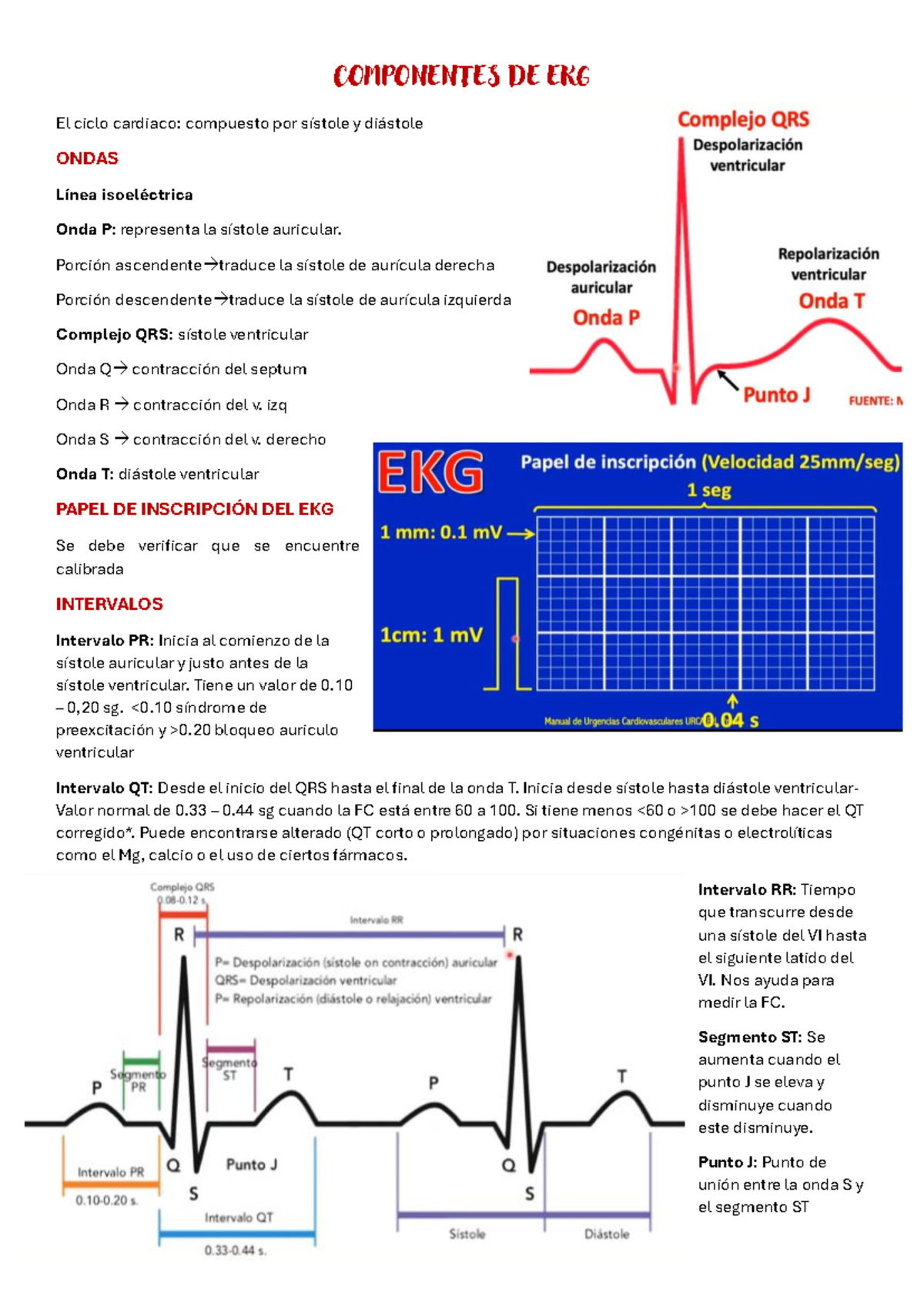 Interpretación DE EKG - COMPONENTES DE EKG El ciclo cardiaco: compuesto ...