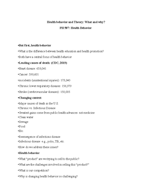 Health Belief Model Notes - Health Belief Model The grandmother of ...