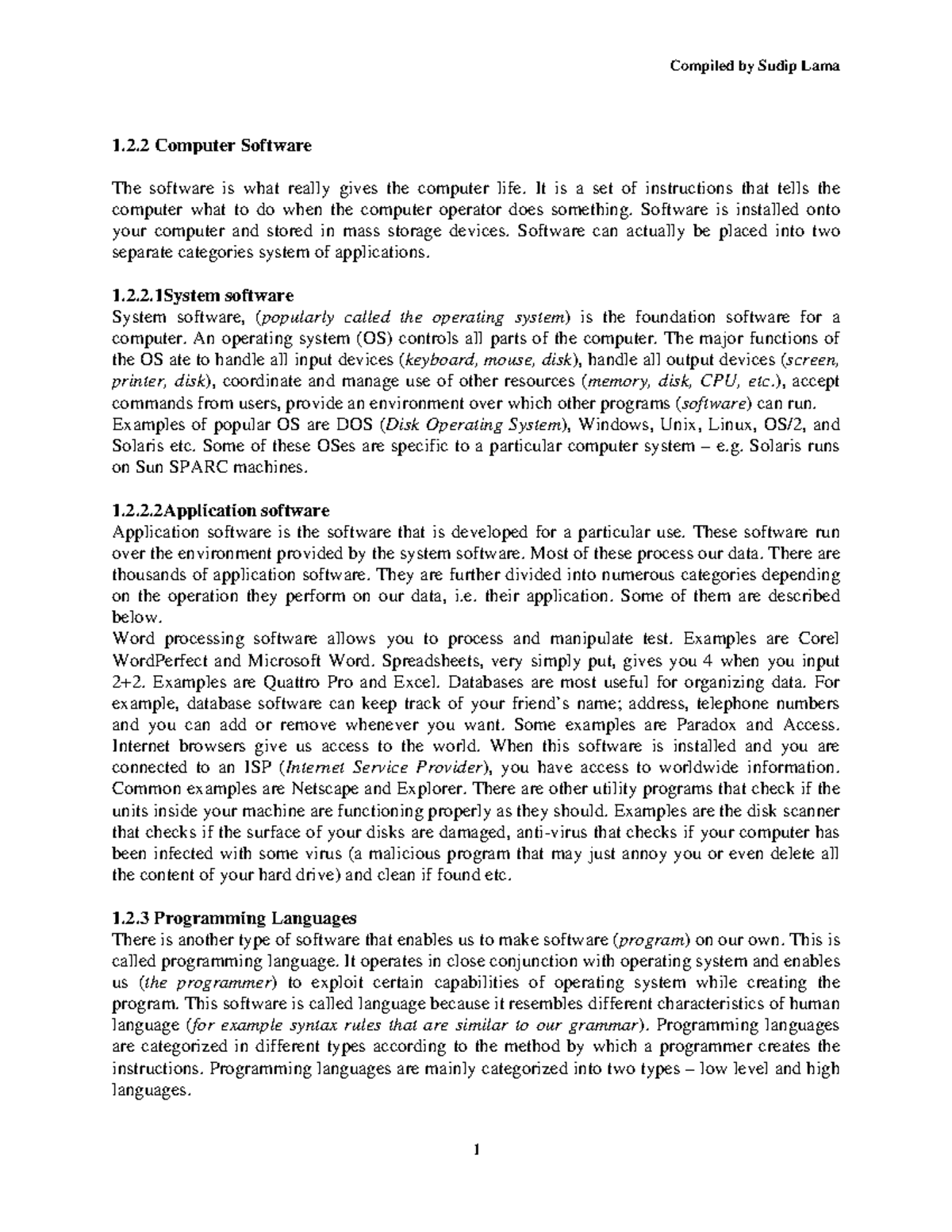 Computer Programming 1st Semester Study Notes Nepal - 1.2 Computer ...