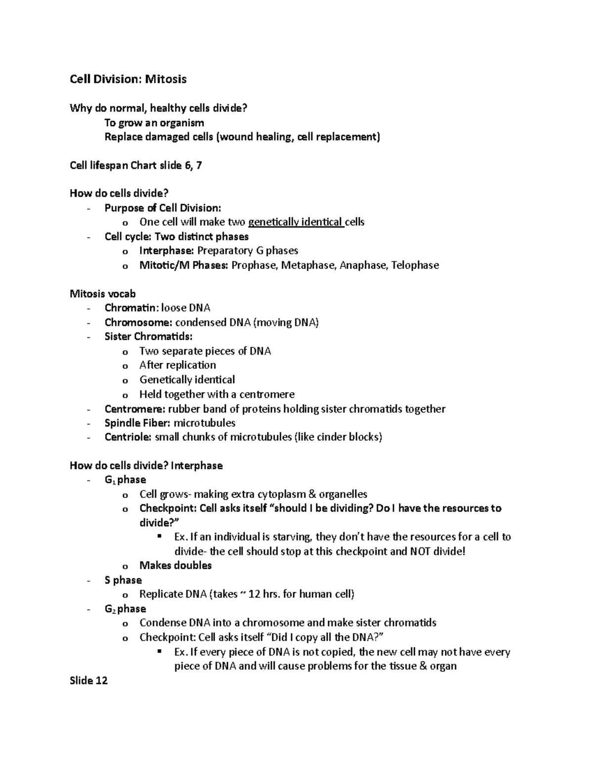 Bio unit 5 study - Cell Division: Mitosis Why do normal, healthy cells ...