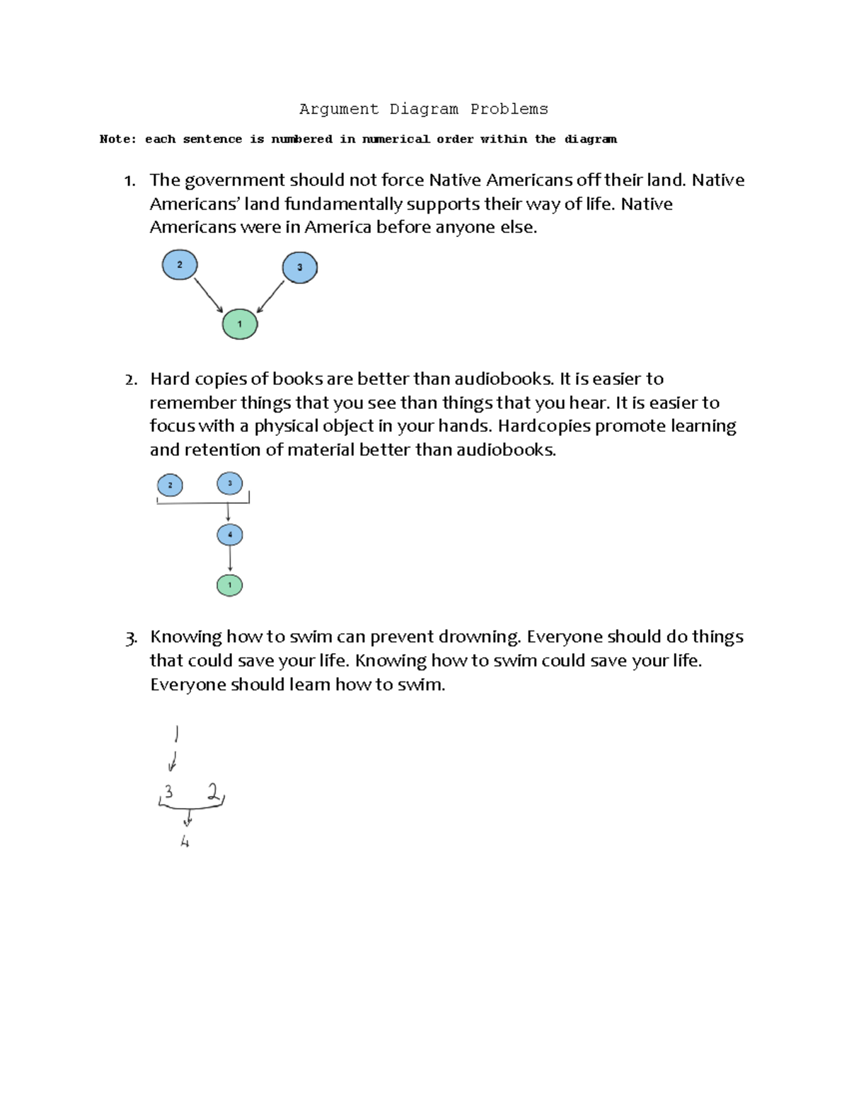 Argument Diagram Problems 2 - Argument Diagram Problems Note: each ...