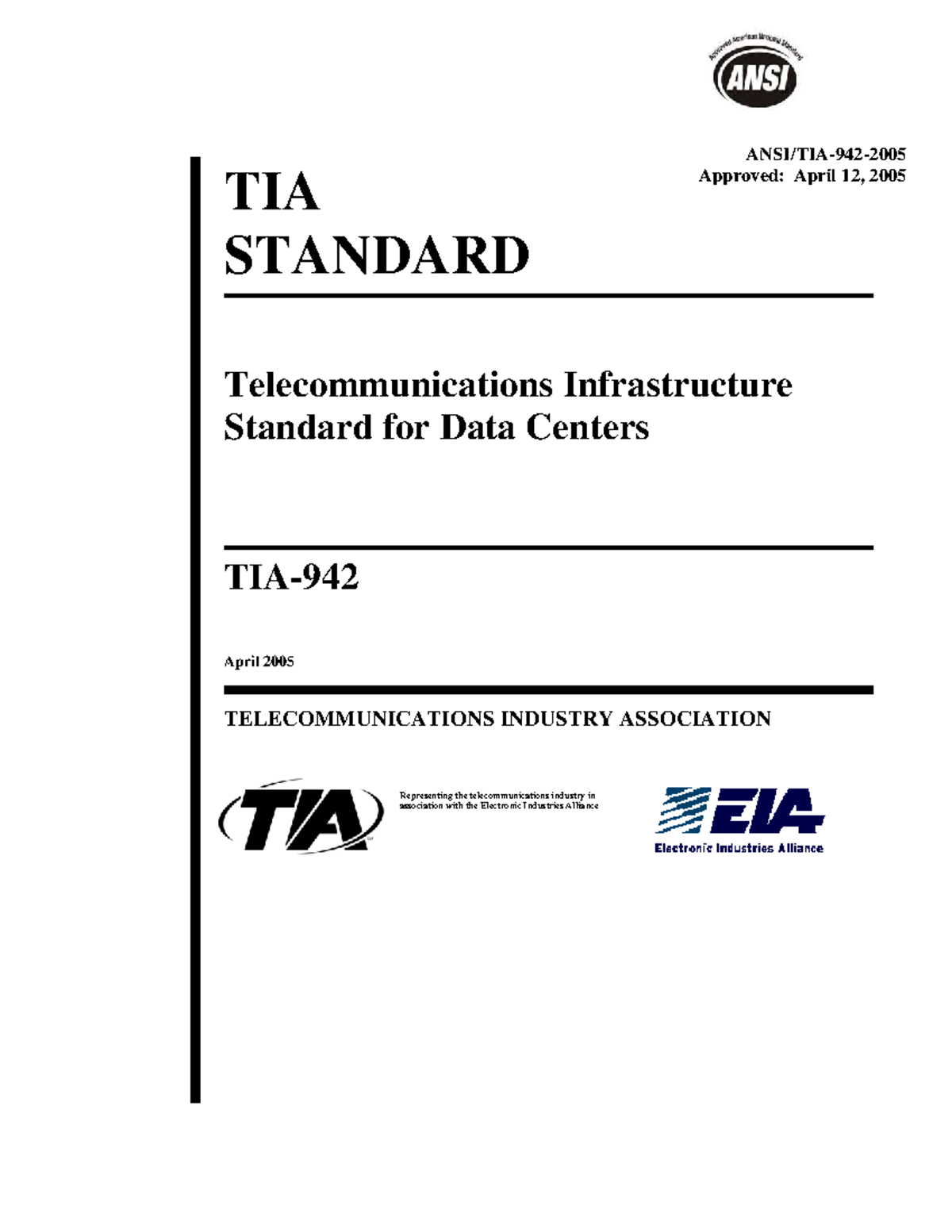 TIA Standard Telecommunications Infrastr - TIA STANDARD ...