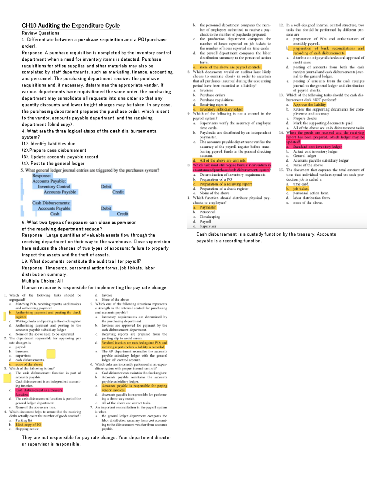 Ch10 Review For Final Warning Tt Undefined Function 5 Ch10 Auditing The Expenditure Cycle