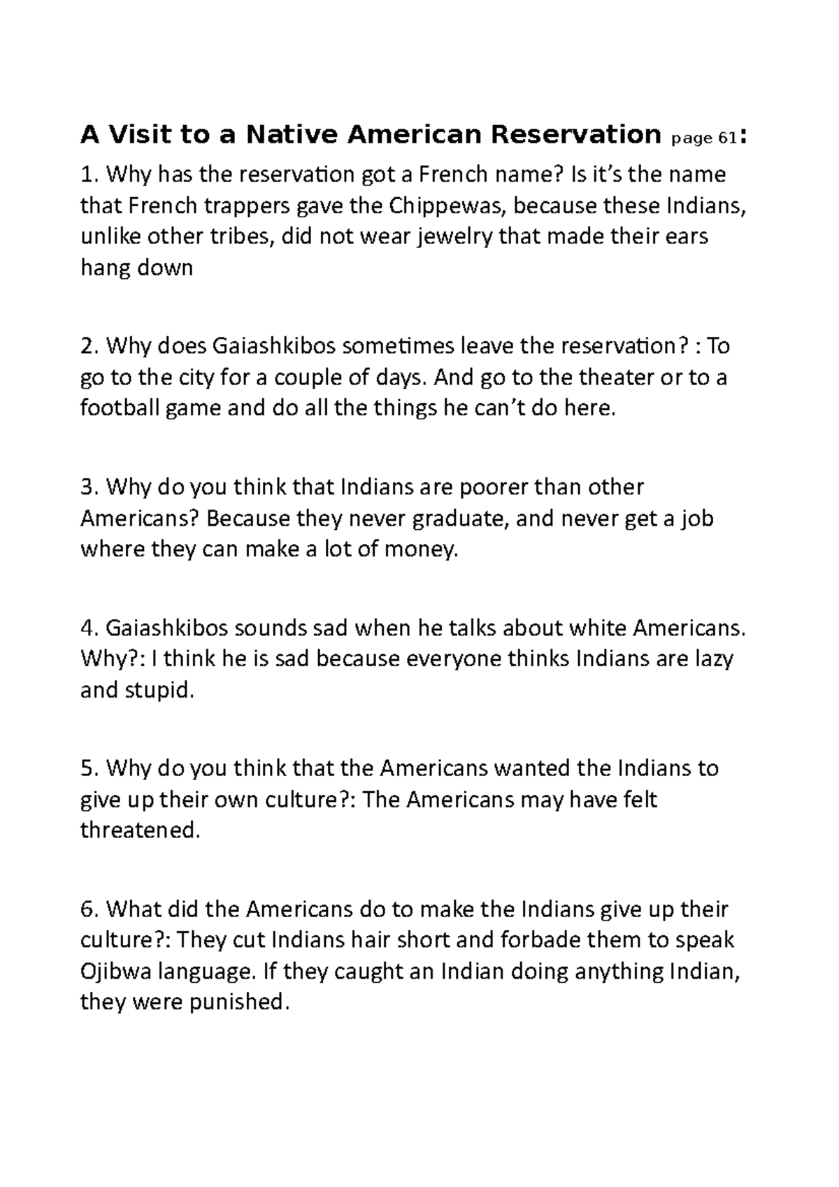 Native American - noter - A Visit to a Native American Reservation page ...