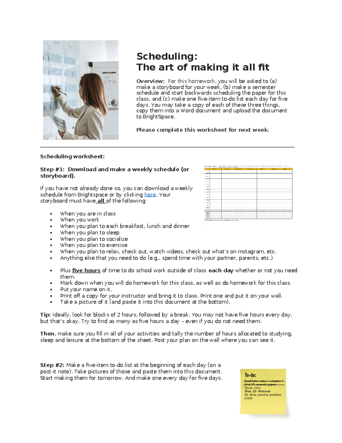 3 scheduling 2023 - important - Scheduling: The art of making it all fit Overview: For this ...
