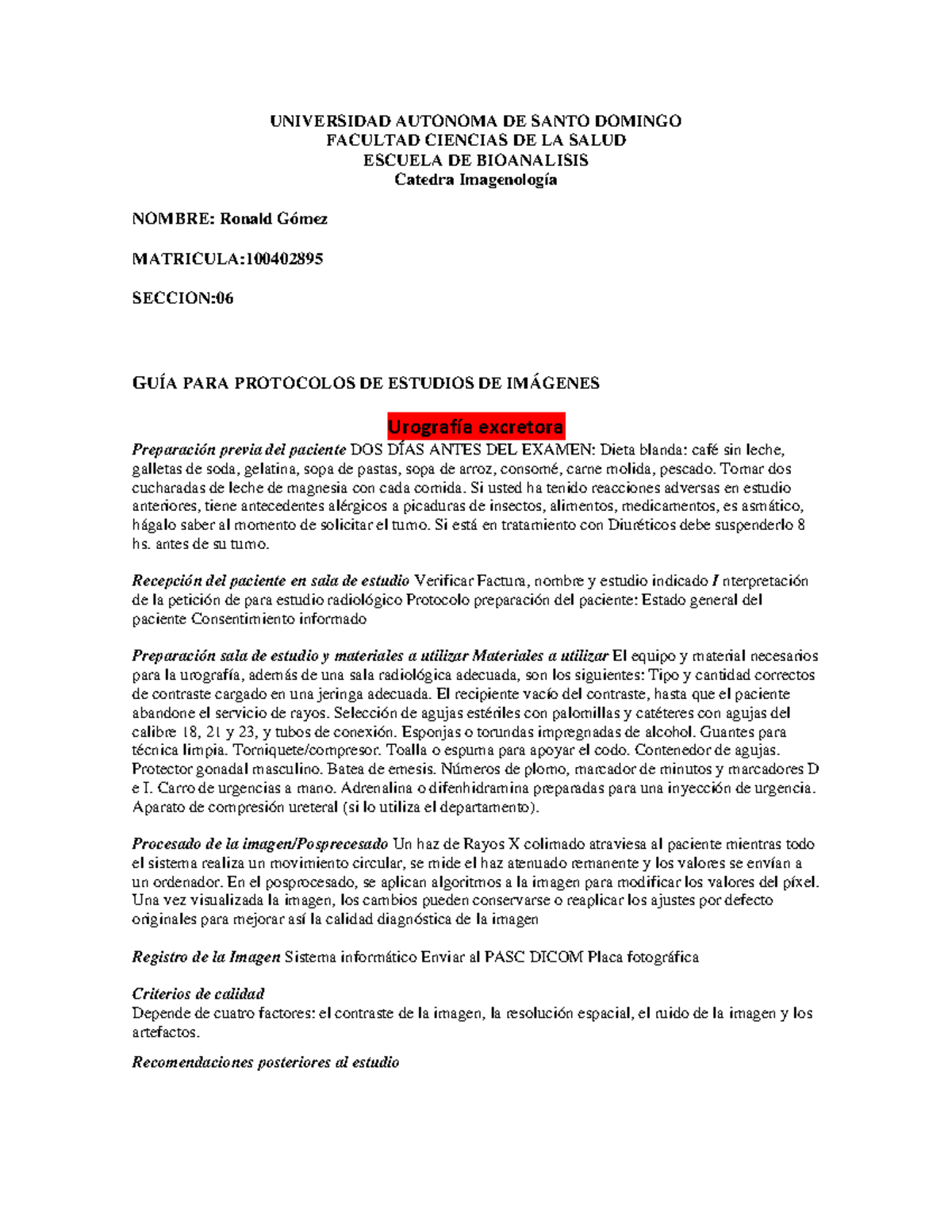Potocolo Sistema Genito Urinario Ronald Gómez - UNIVERSIDAD AUTONOMA DE ...