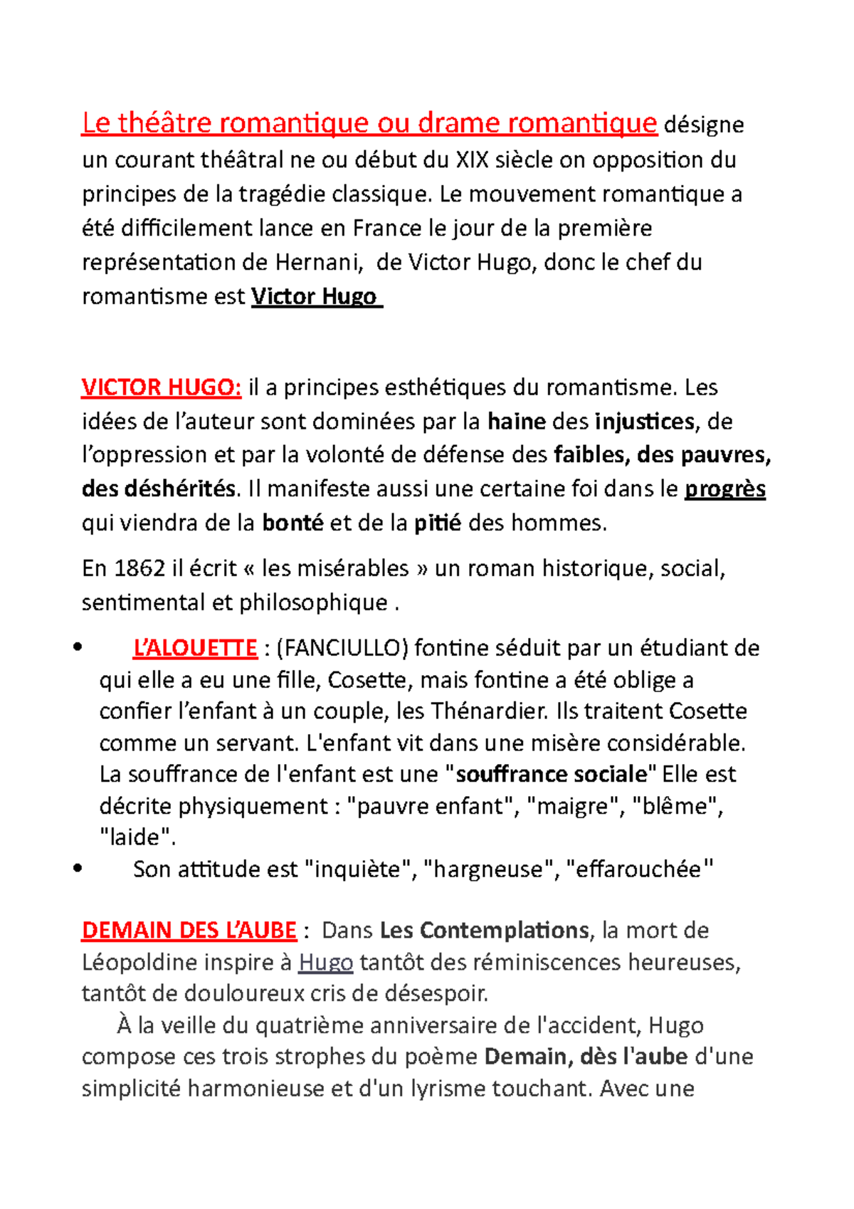 1 Victor HUGO Romantisme - Le théâtre romantique ou drame romantique ...