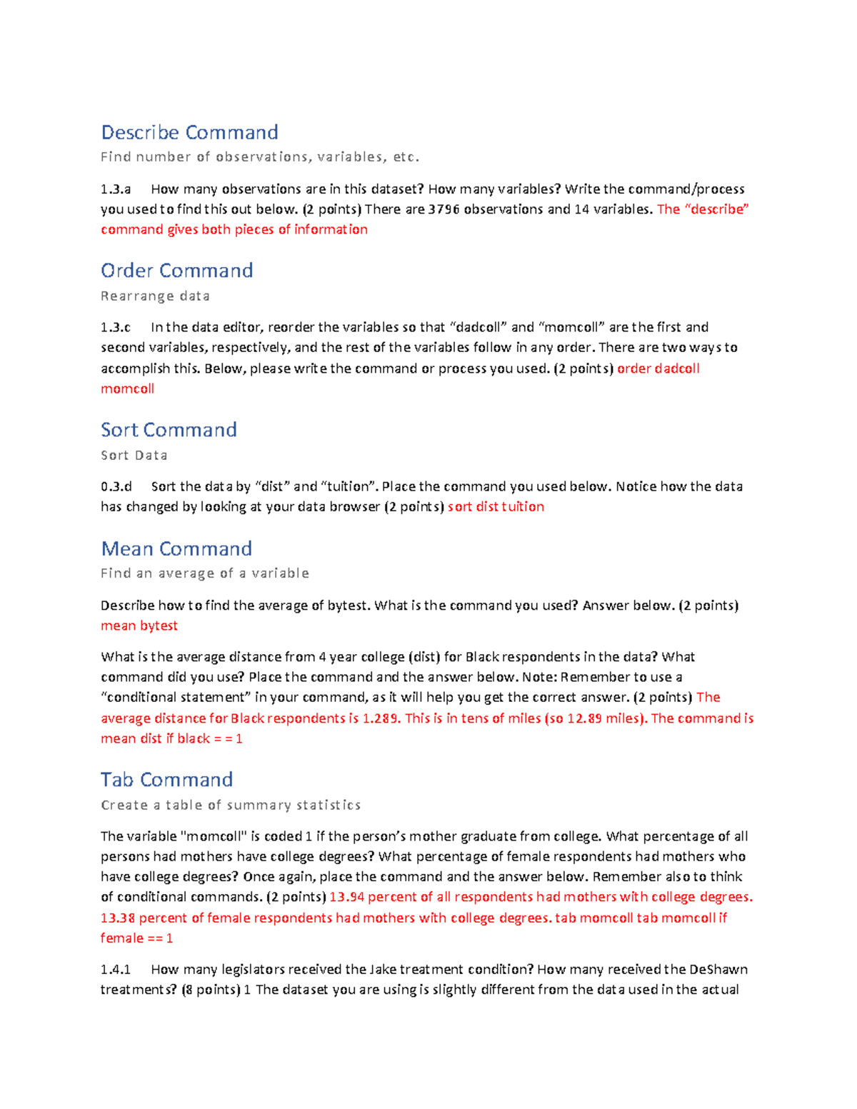 Problem Set Solutions By Command or Concept - FINAL STUDY GUIDE ...