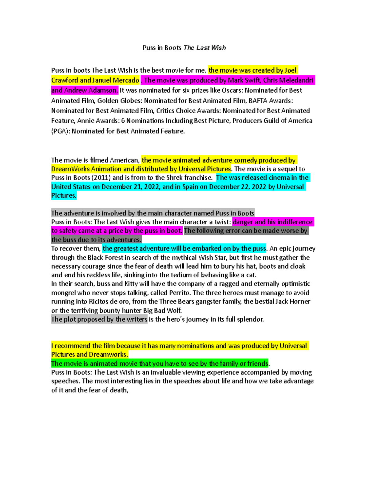 Puss in Boots The Last Wish - The movie was produced by Mark Swift ...