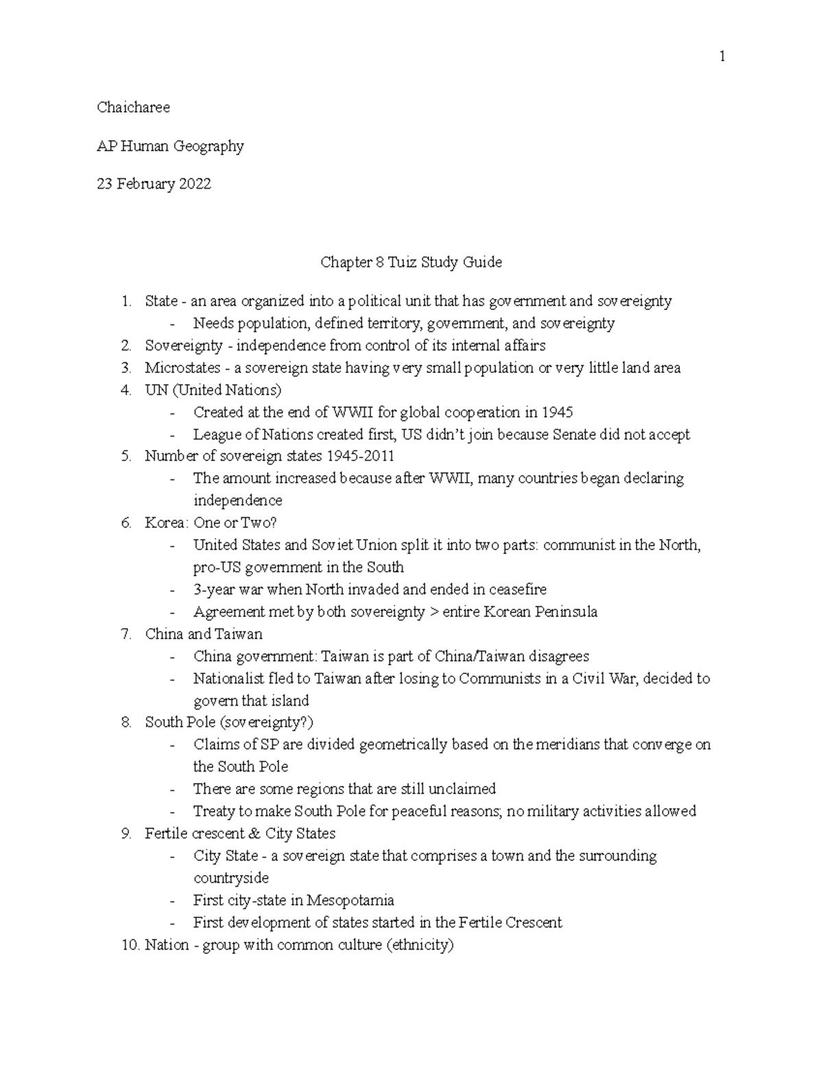 Chapter 8 Tuiz Study Guide - Aphug - Chaicharee AP Human Geography 23 ...