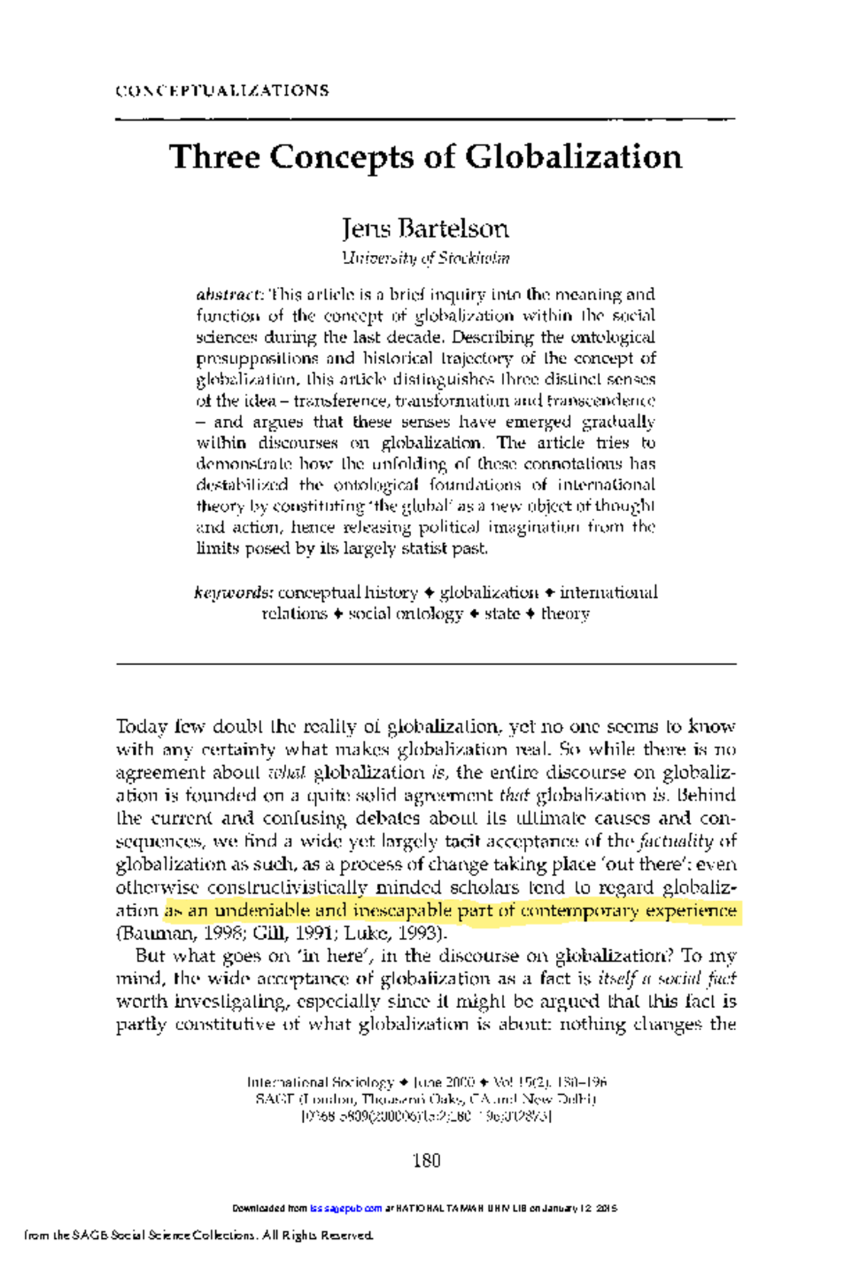 Three Concepts of Globalization - BS Civil Engineering - from the SAGE ...