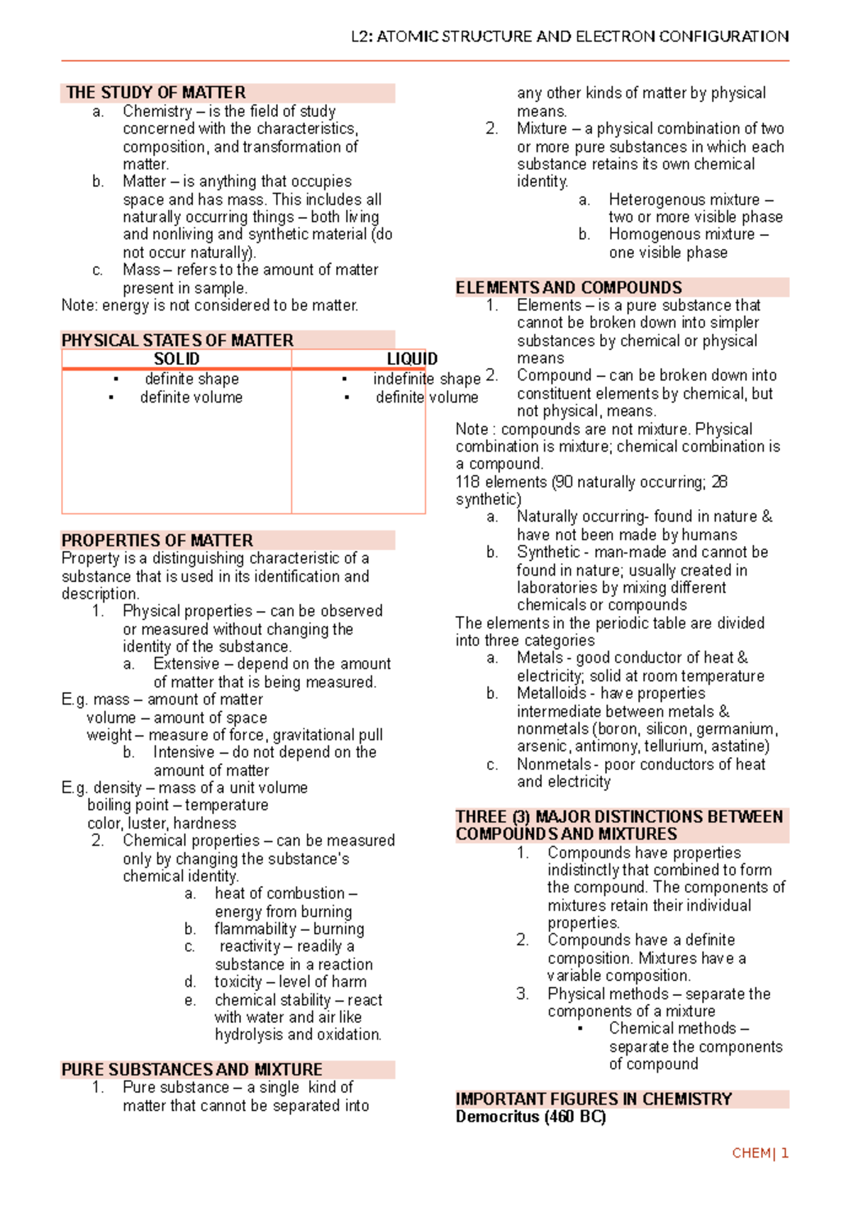 L2 Atomic Structure AND Electron Configuration - THE STUDY OF MATTER a ...