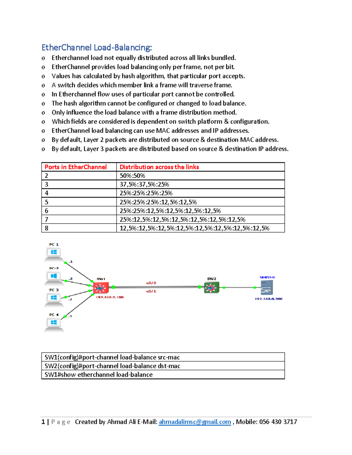 46-Ether Channel+Load-Balancing - 1 | P a g e Created by Ahmad Ali E ...