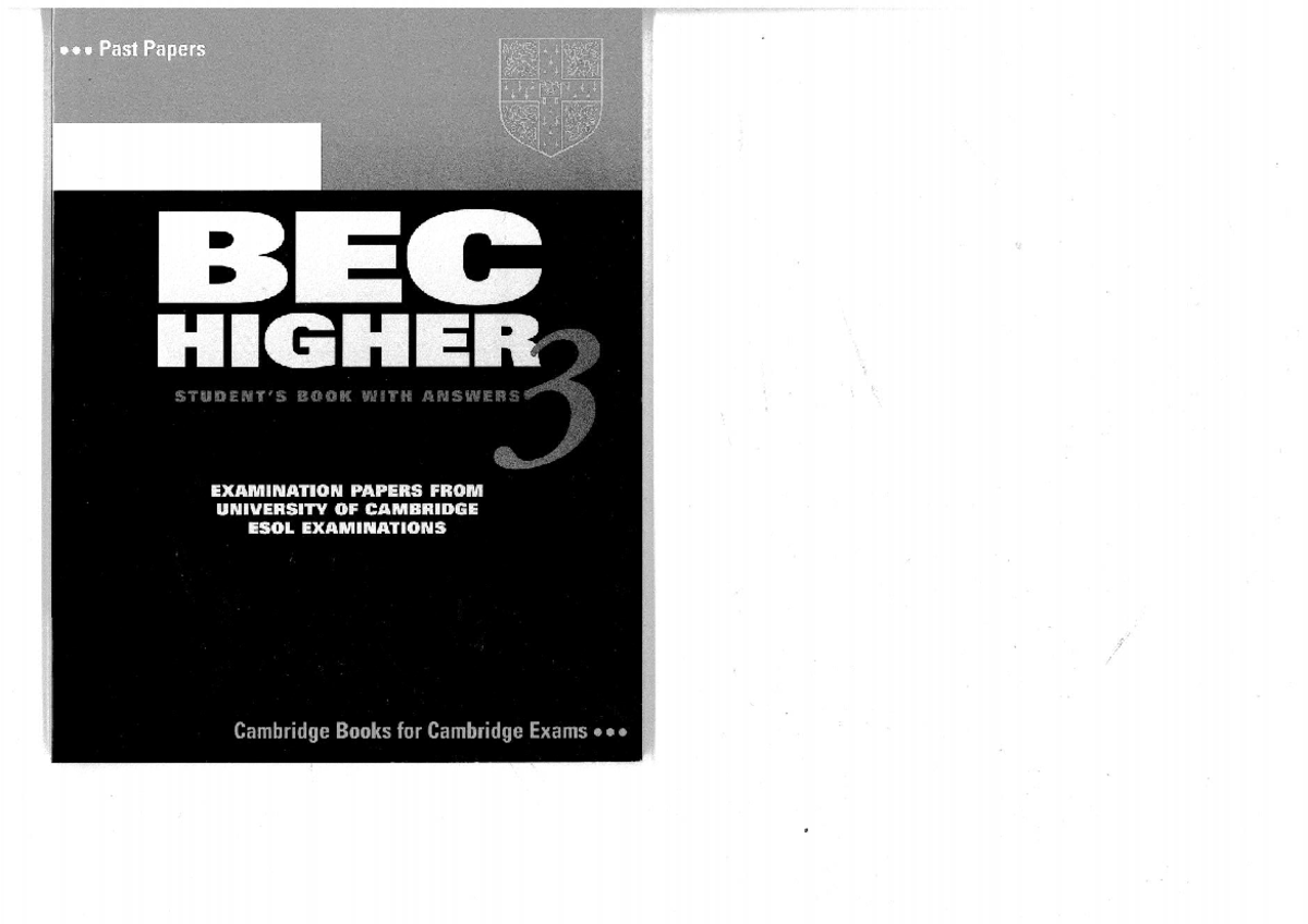 Cambridge BEC Higher 3 - NOT EASY - NNA Tiếng Anh Thương Mại - Studocu