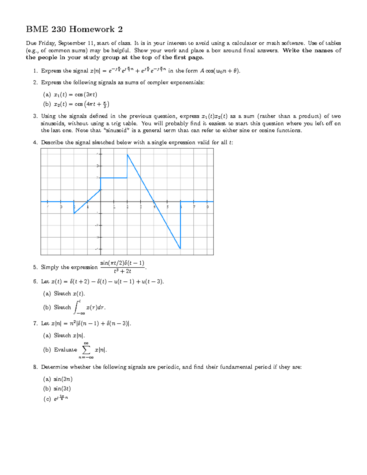 Hw2 Homework 2 Instructions Bme 230 Homework 2 Due Friday September 11 Start Of Class