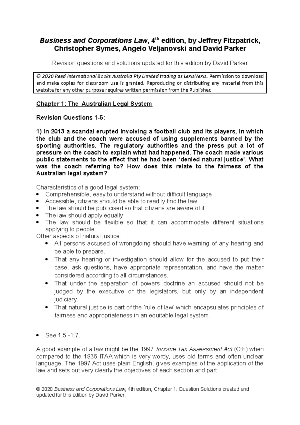 review of weekly - Business and Corporations Law, 4th edition, Jeffrey ...