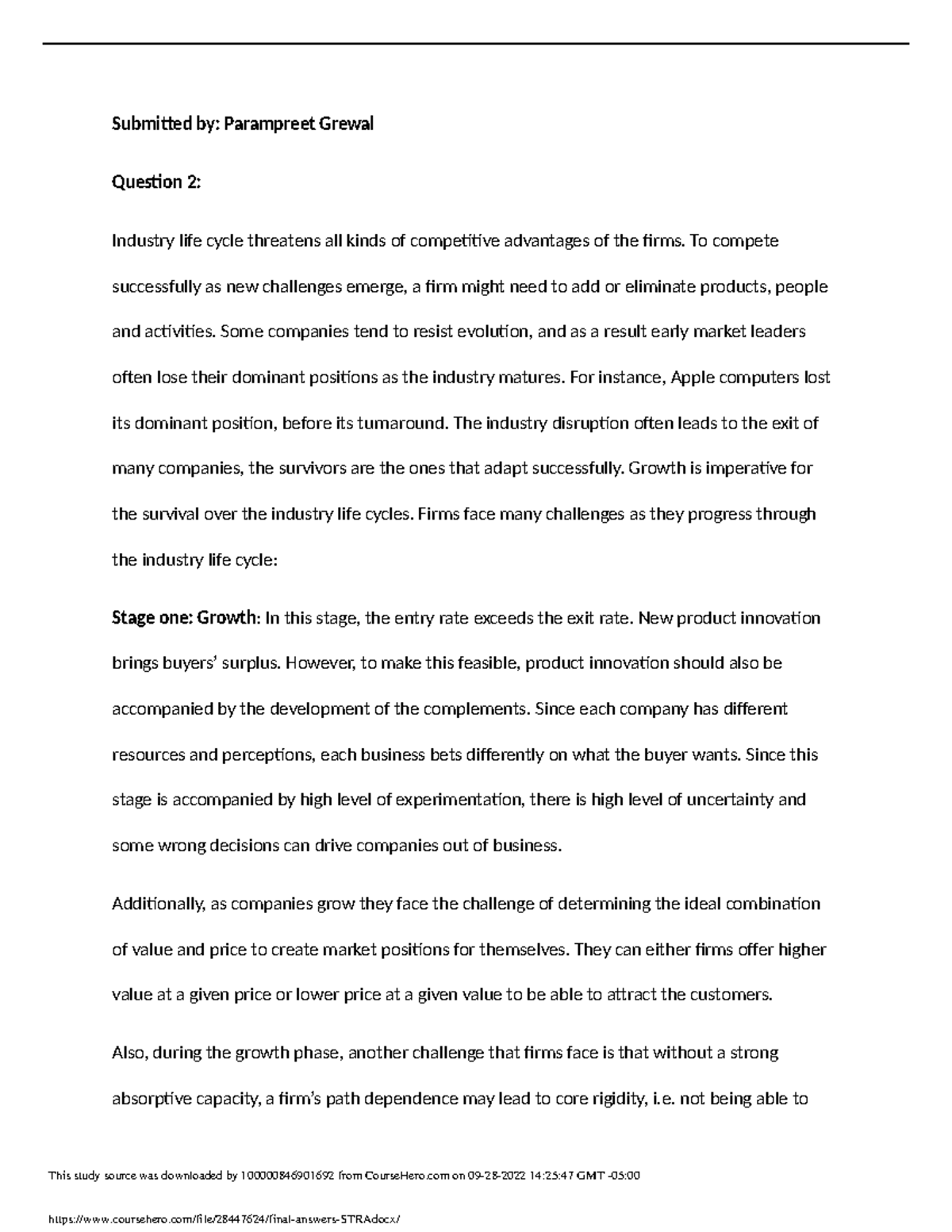 Final answers STRA - practice material - Submitted by: Parampreet ...