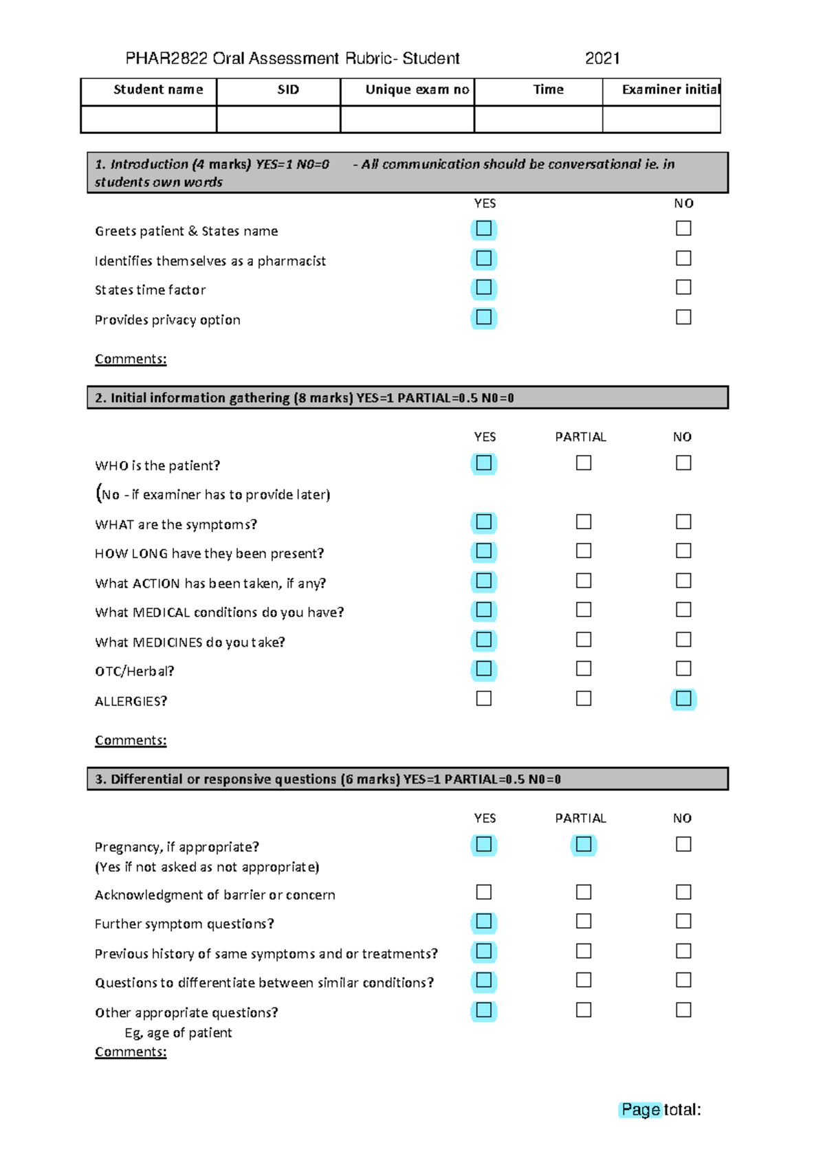 PHAR2822 PP2 Rubric.Oral assessment guide 2021 - PHAR2822 Oral ...