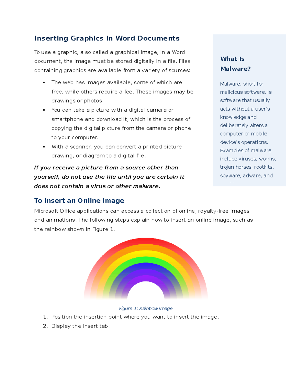 Inserting Graphics Draft - Inserting Graphics in Word Documents To use ...