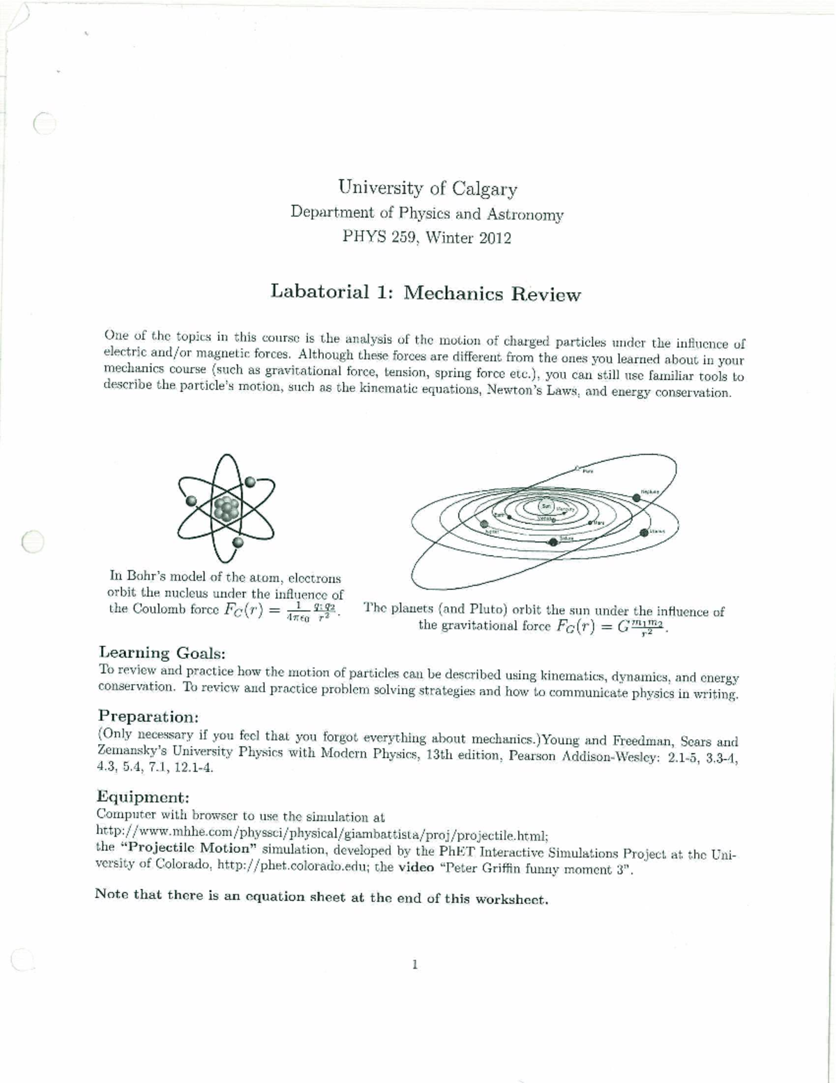 Labatorial 1-11 - PHYS 259 - Studocu