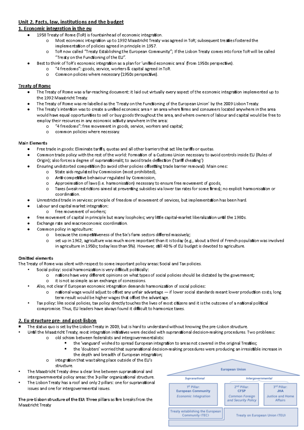 Unit 2 - Lecture - Unit 2. Facts, law, ins/tu/ons and the budget 1. Economic integra/on in the ...