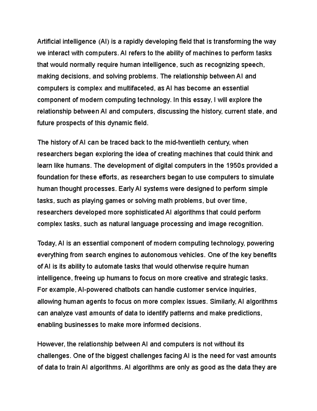 Studoc-3 - Class notes - Artificial intelligence (AI) is a rapidly ...