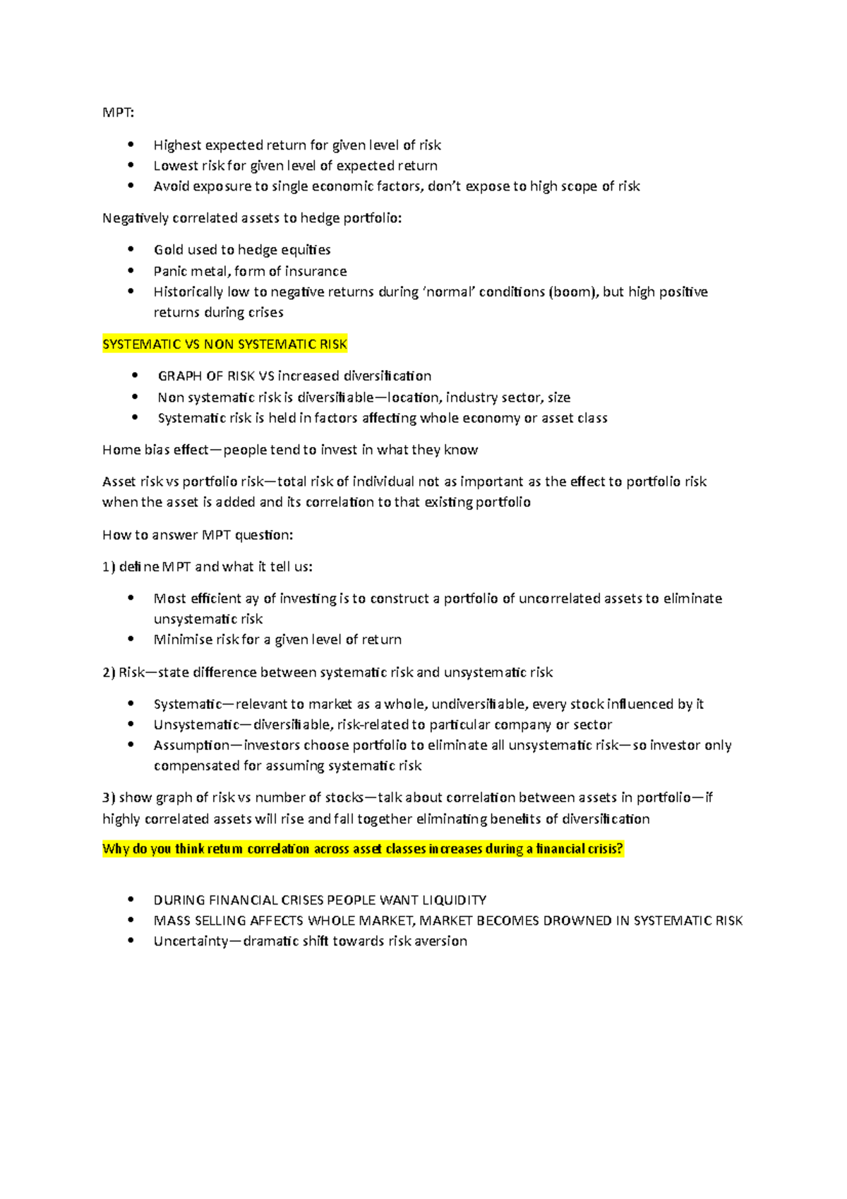 Modern Portfolio Theory - MPT: Highest expected return for given level ...