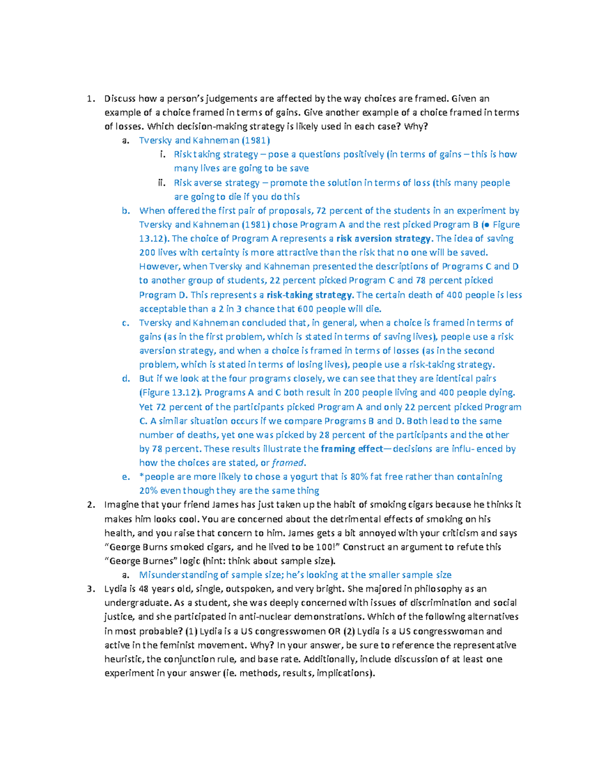 Exam 3 Study Guide - Discuss how a person9s judgements are affected by ...