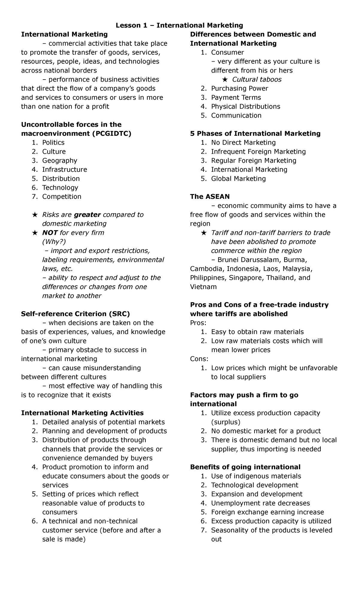 IBT Lesson 1 – International Marketing - Lesson 1 – International ...