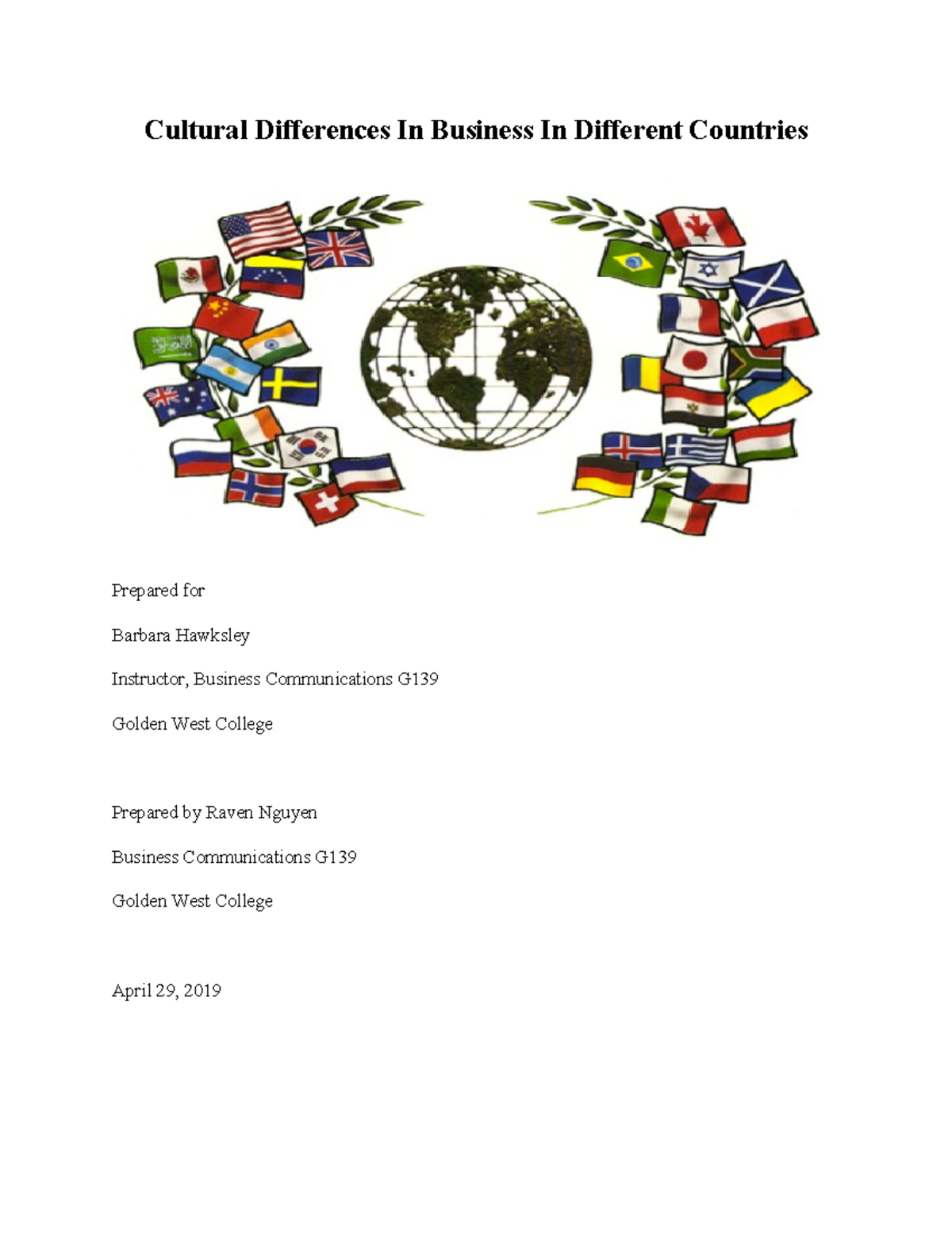 BUS COMM Final Report - Cultural Differences In Business In Different ...