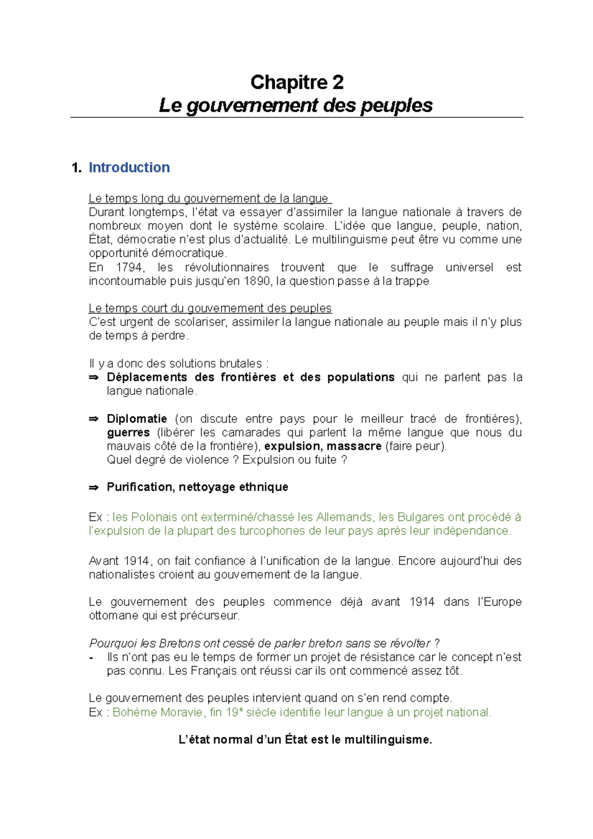 Chapitre 2: gouvernement du peuple - Chapitre 2 Le gouvernement des ...