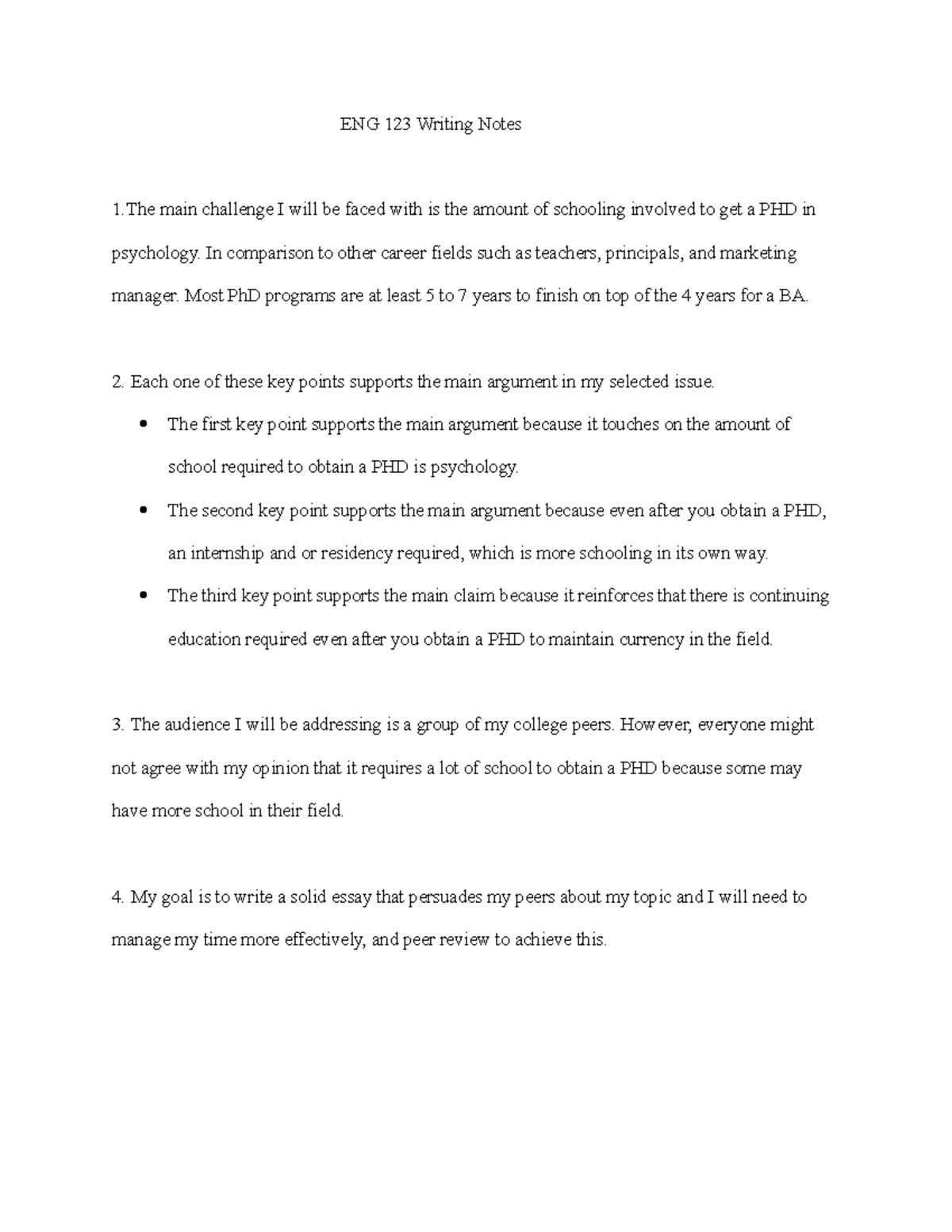 ENG 123 Writing Notes - N/A - ENG 123 Writing Notes 1 main challenge I ...