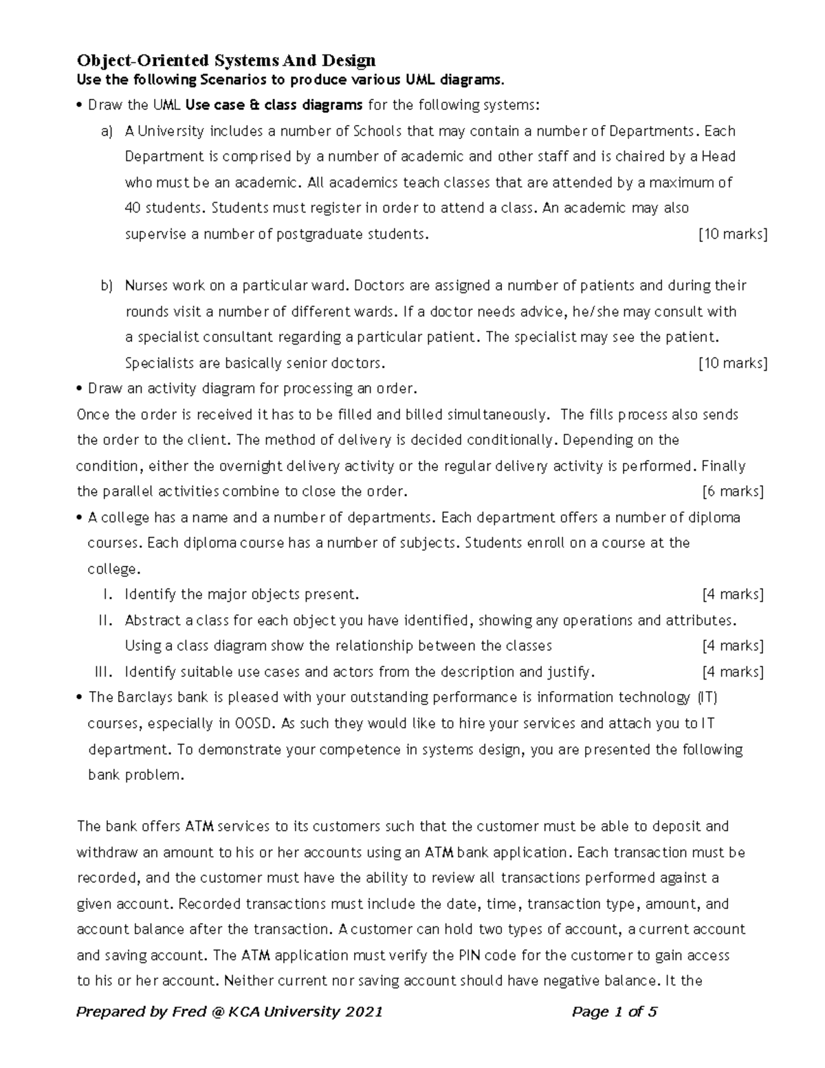 1 HBT 2305 OOAD Unified Markup Language Scenarios Notes - Object ...