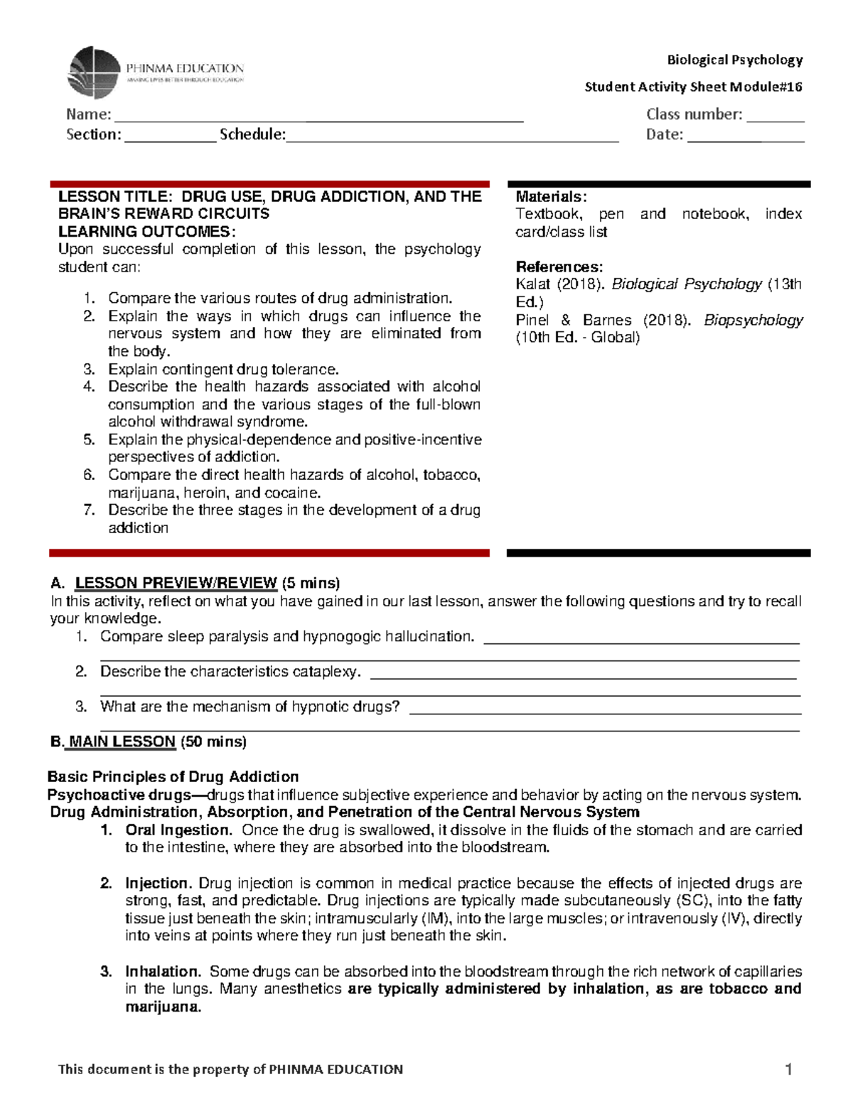 SAS Module 16 DRUG USE DRUG Addiction AND THE Brains Reward Circuits ...