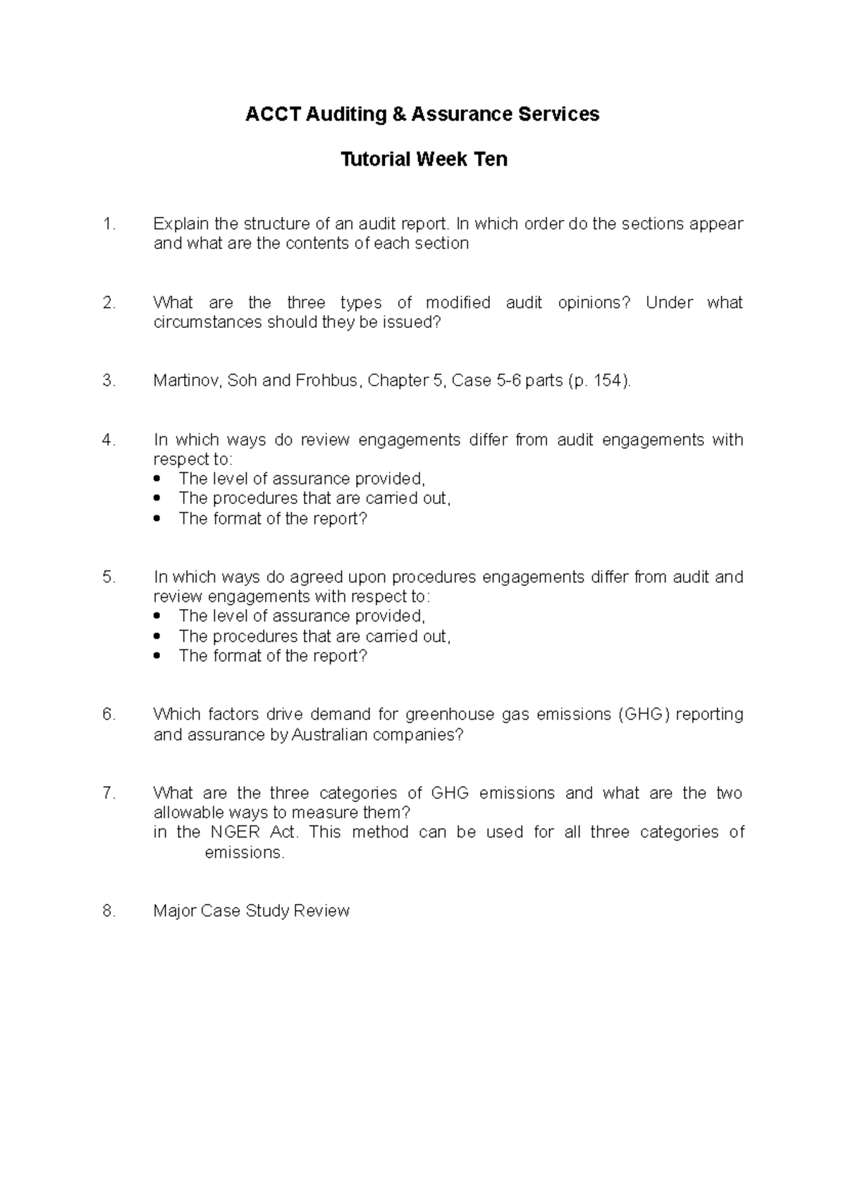 ACCT1511 - Tutorial Questions Week 9 - ACCT Auditing & Assurance Services Tutorial Week Ten ...