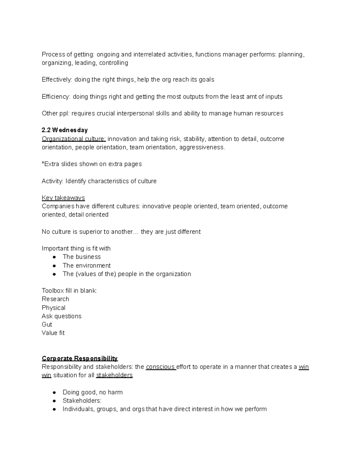 Management Notes - Process of getting: ongoing and interrelated ...