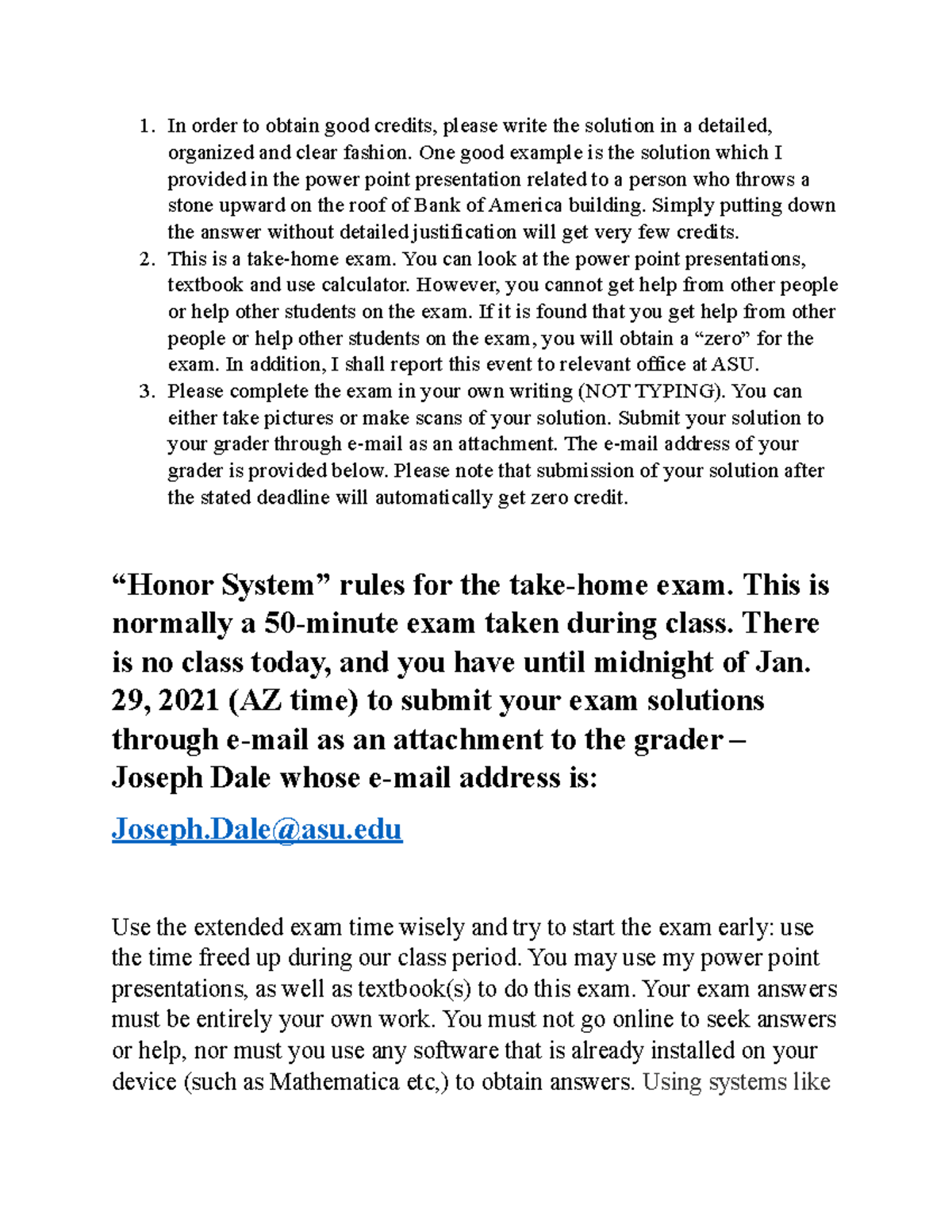 Honor System file for 10400 - In order to obtain good credits, please ...