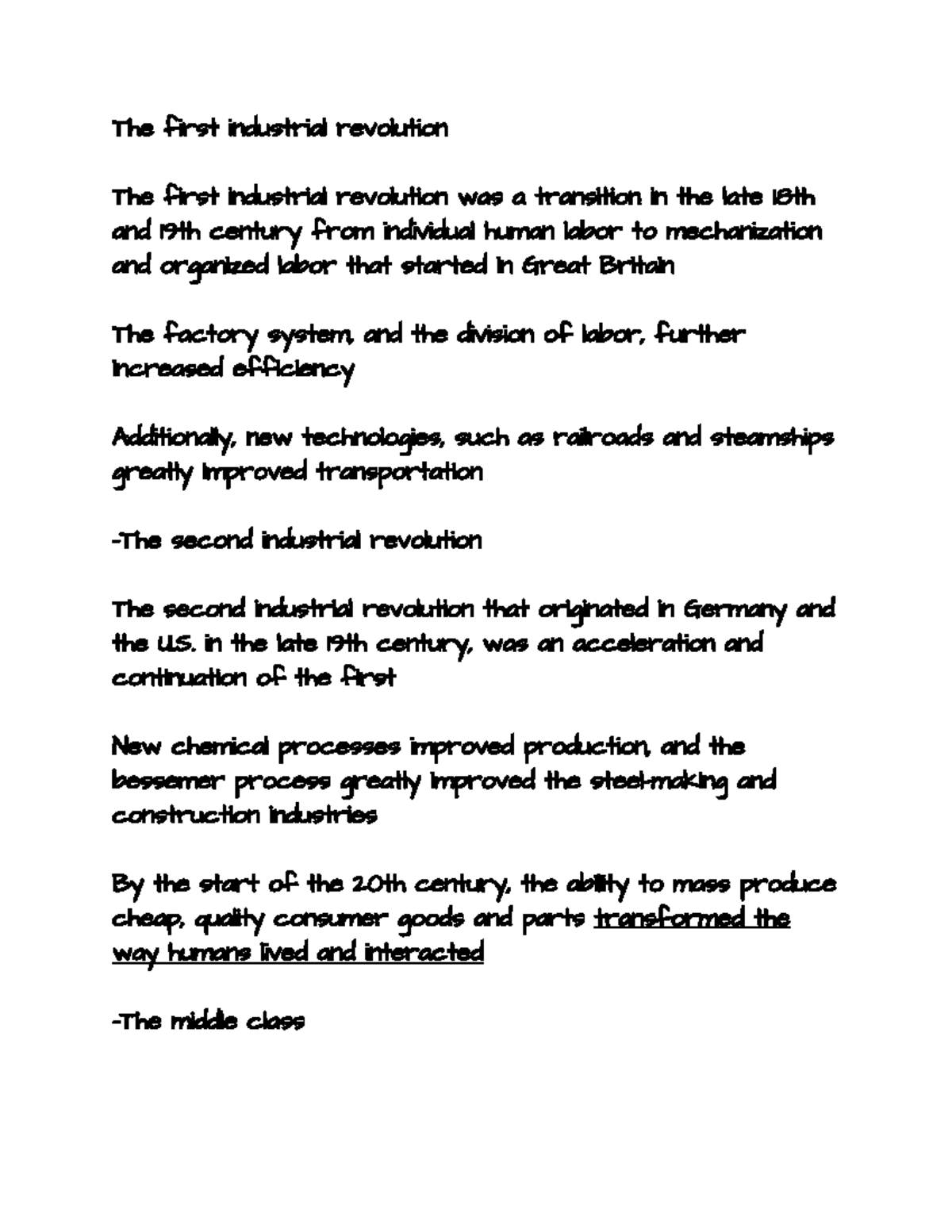 His notes - his - The first industrial revolution The first industrial ...