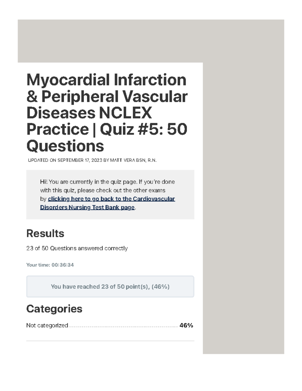 Myocardial Infarction & Peripheral Vascular Diseases Nclex Practice ...