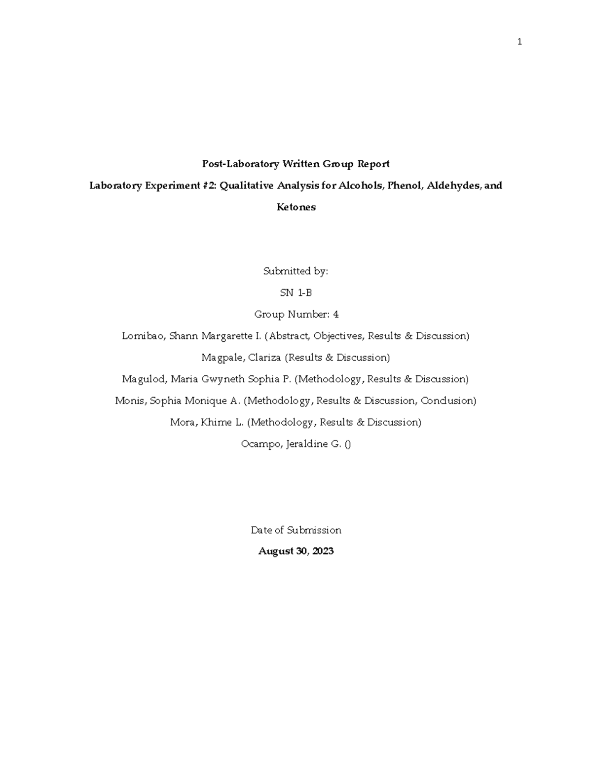 Qualitative Analysis : Alcohol, Aldehydes, Ketones and Phenol - Post ...