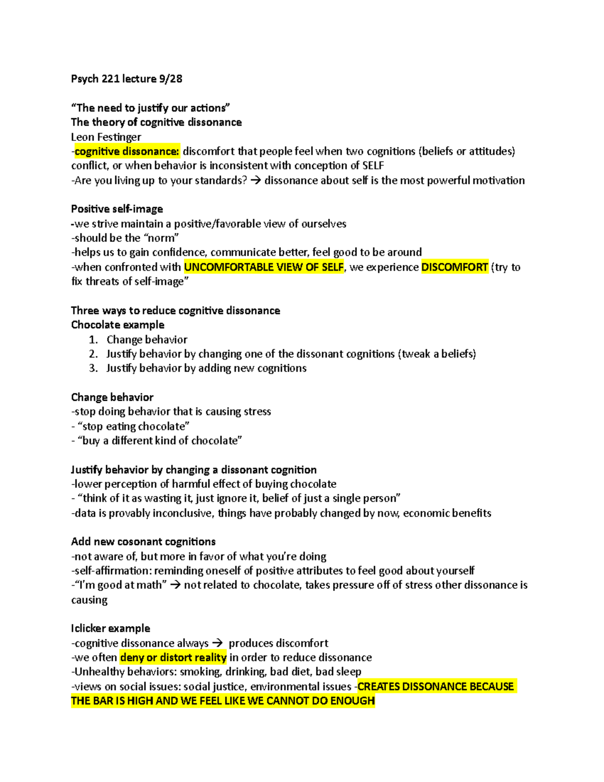 Psych 221 lecture 9:28 - Psych 221 lecture 9/ “The need to justify our ...